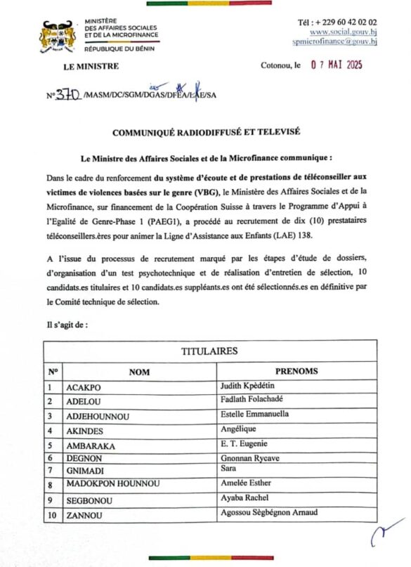 Ligne d'Assistance aux Enfants ( LAE): Voici la liste des ...